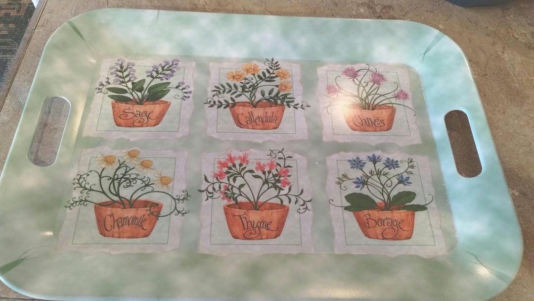 Vintage Melamine Tray: Italian Herb Garden Design - Etsy