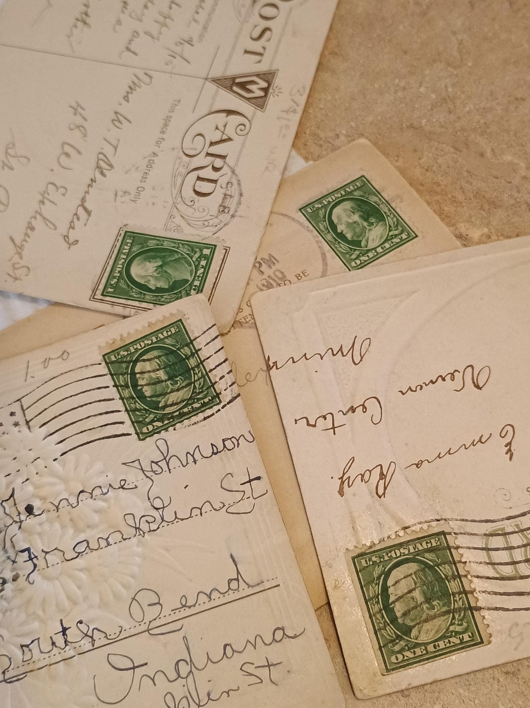 Antique Assorted Postcards Set of Four With Ben Franklin One Cent ...