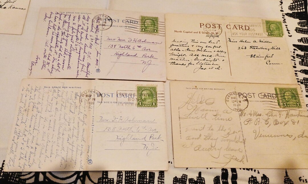 BEN Frankin One Cent Stamps on ANTIQUE Postcards All Four for 35.00 - Etsy