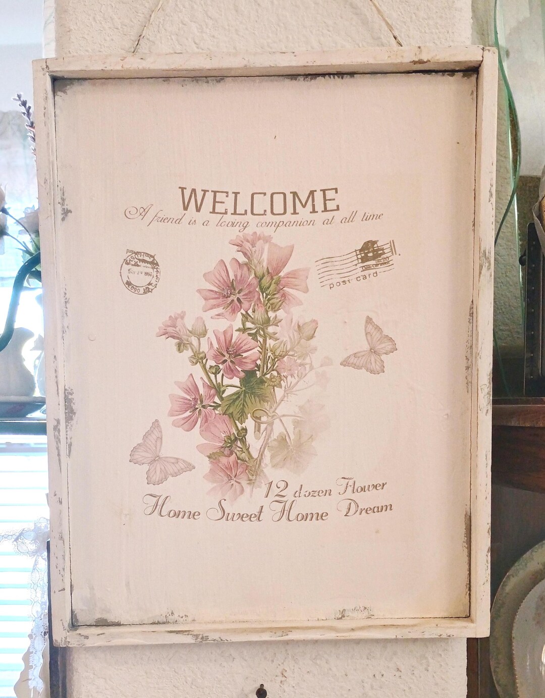 WELCOME.. Vintage Shabby Chic Wood Frame Country Decor, or Bedroom - Etsy