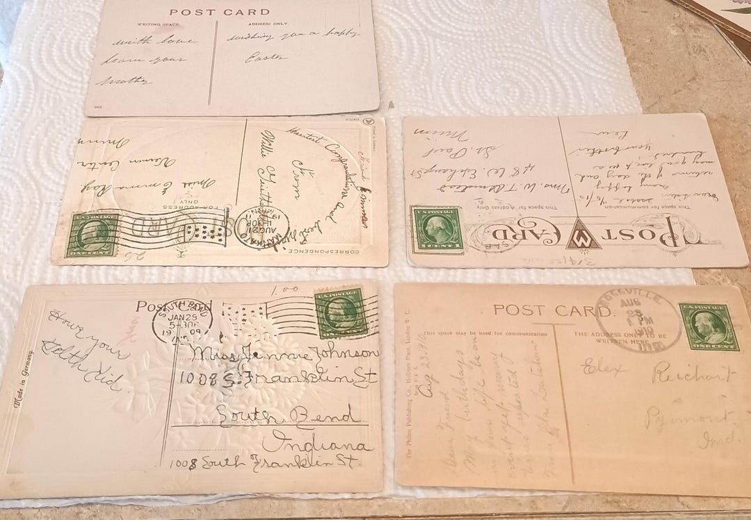Five Assorted Vintage Postcards Antique With One Cent Stamps ...