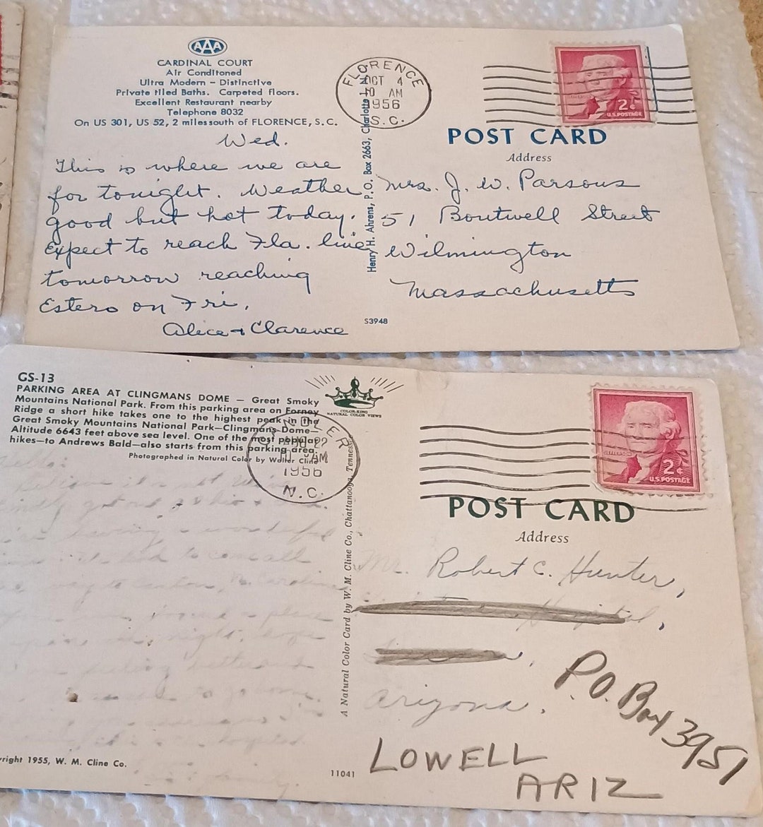 Two George Washinton Red 2 Cent Postage Stamps on Vintage Postcards ...