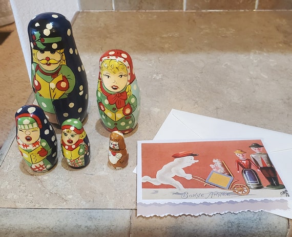 Vintage Wood Doll Nesting Stacking Doll Cups Christmas Gift - Etsy