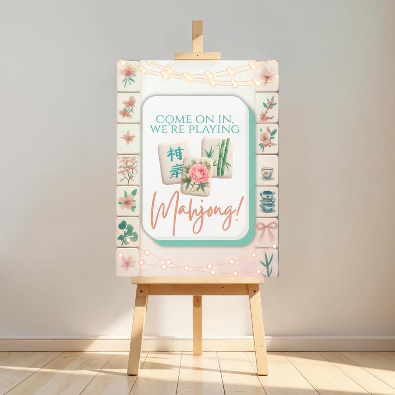 Mahjong Welcome Sign Template Editable Canva Poster, 18x24 Mahjong ...