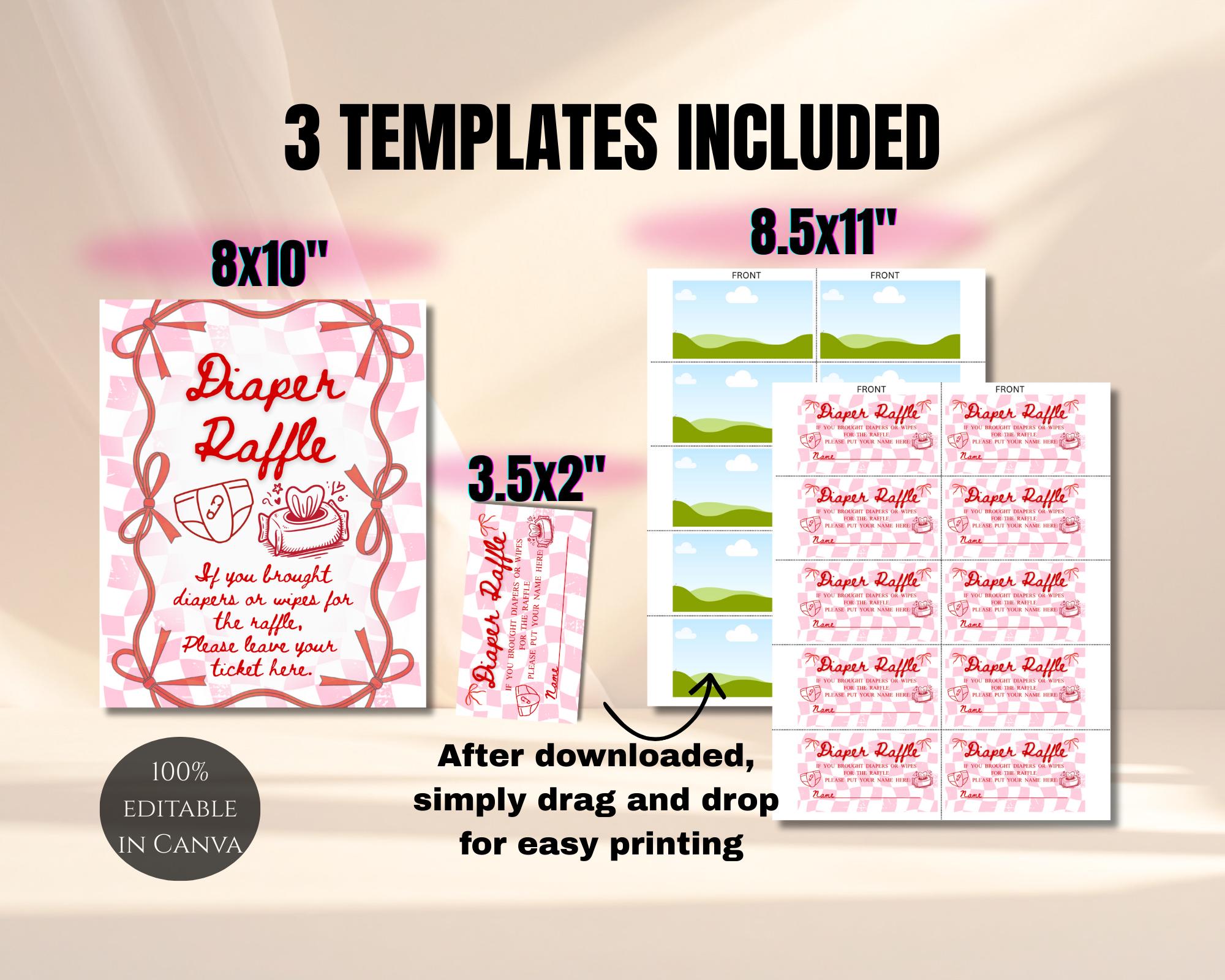 She’s Ready to Pop Diaper Raffle Sign & Tickets, Pink Soda Pop Baby ...