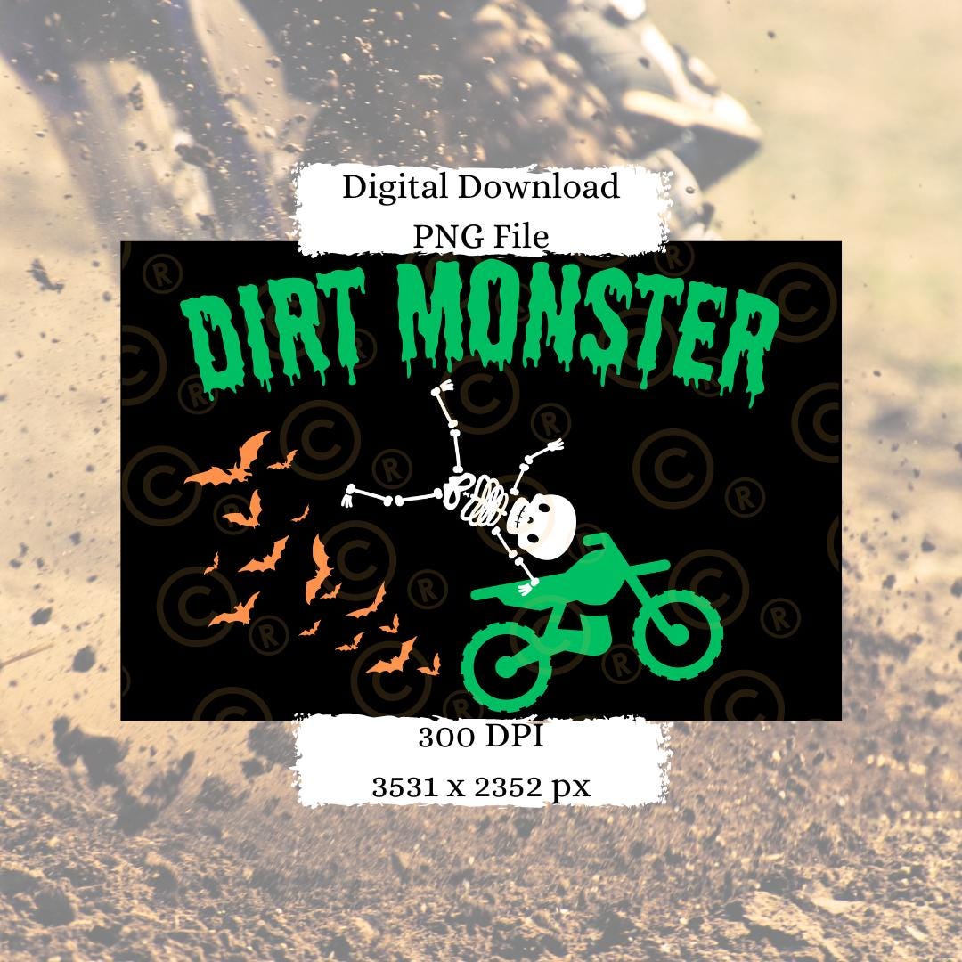 Dirt Monster, Digital Download, Halloween Motorcycle Design, Dirt Bike ...