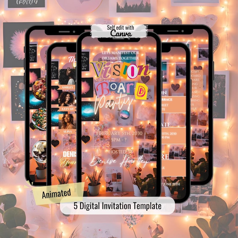 Animated Vision Board Party Invitation Template (digital Download), 137 ...
