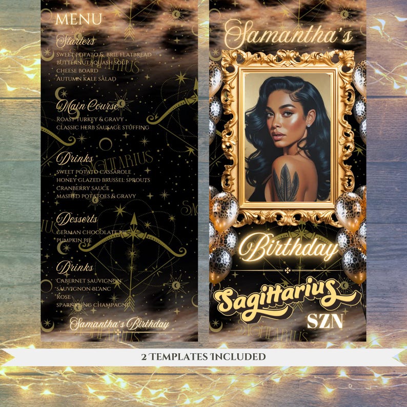 Editable Birthday Dinner Menu Template: Elegant 4x9 Canva Design ...