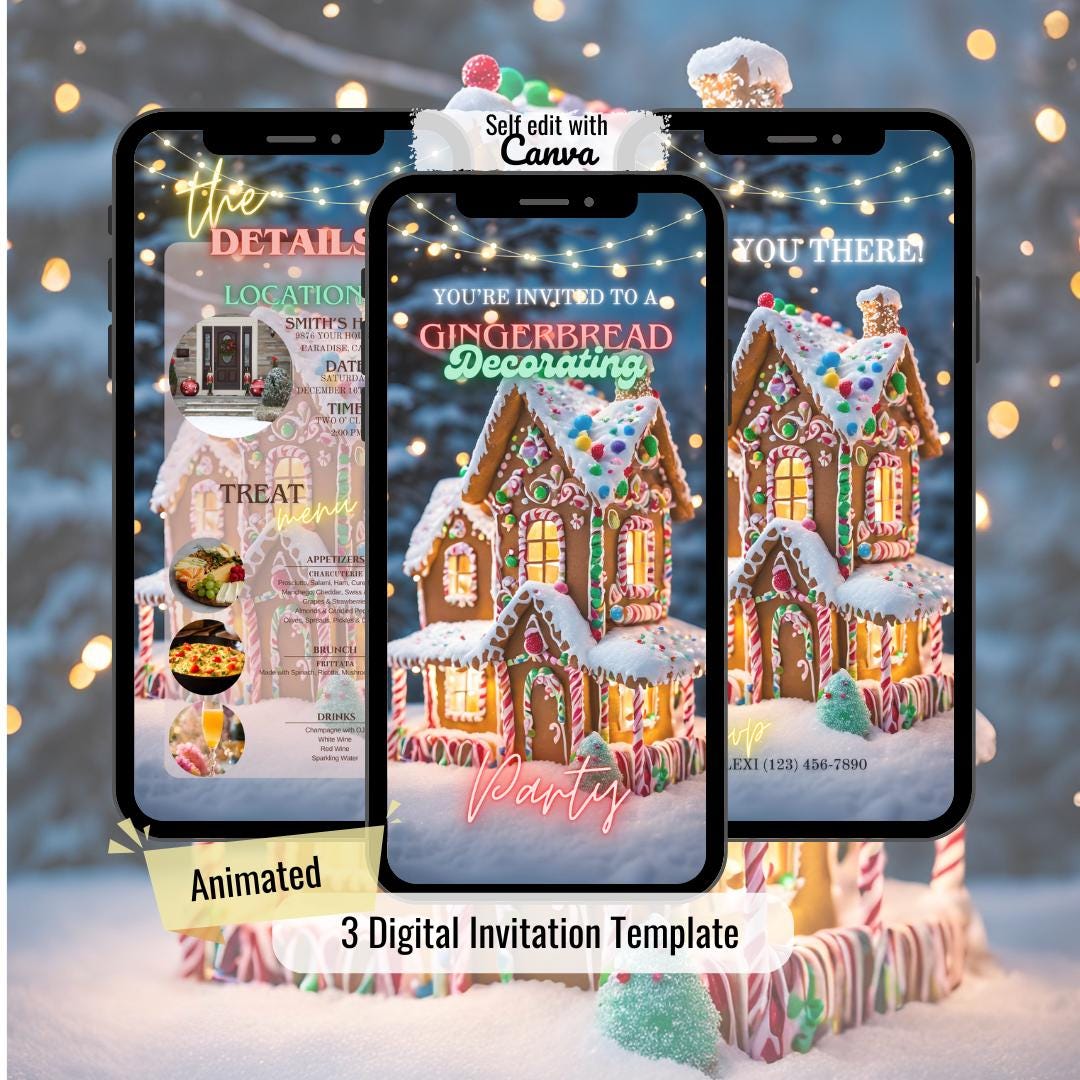 Gingerbread Decorating Party Invitation: Editable Christmas Evite ...