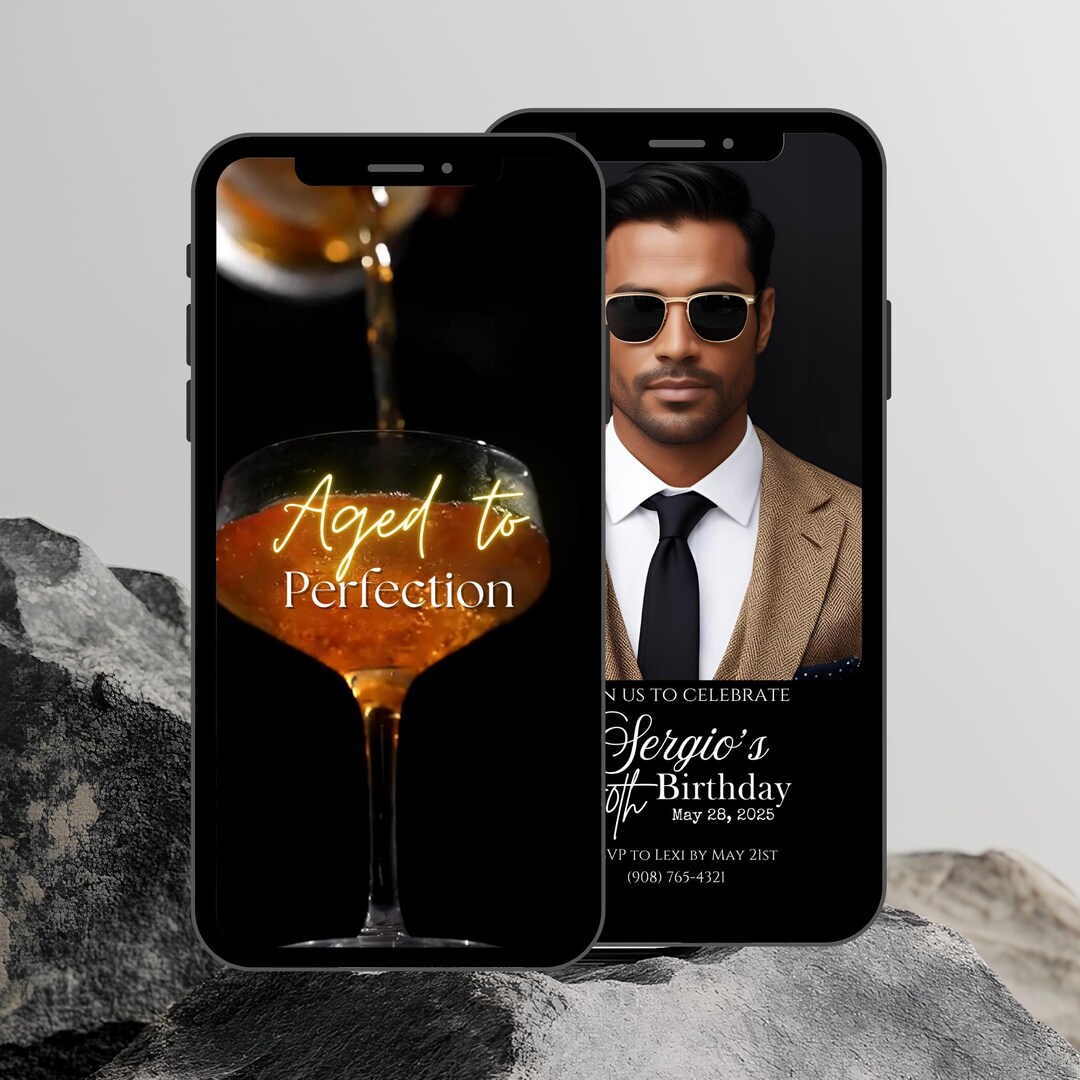 Aged to Perfection, Digital Men Birthday Invitation, Men Invitation ...