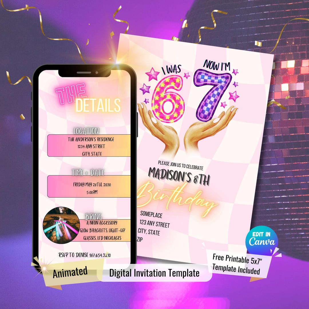 Six Seven Meme Birthday Video Invitation, Gen Z Party (canva Template ...
