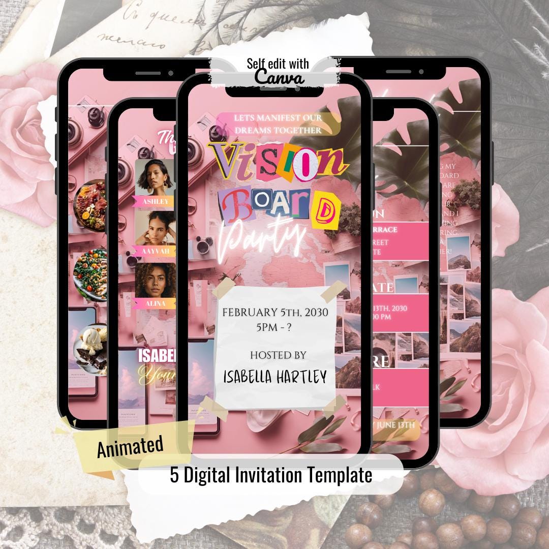 Vision Board Party Invitation Template, Manifestation Gathering, Dream ...