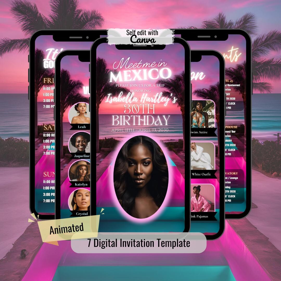 GIRLS Trip Invite Travel Itinerary Planner, Weekend Schedule, Editable ...