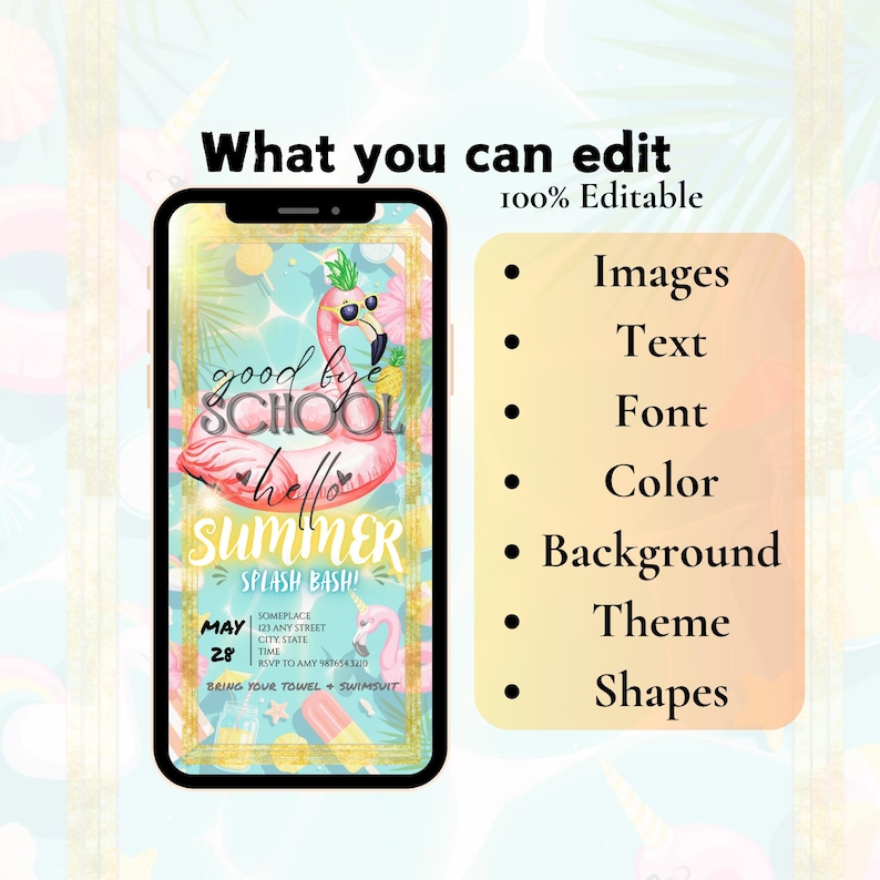 Animated Summer Splash Bash Invite, Goodbye School Hello Summer Video ...