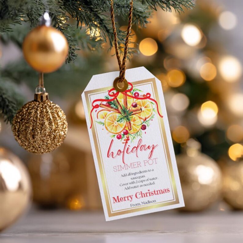 Christmas Simmer Pot Tag Printable, Stovetop Potpourri, Holiday Hostess ...