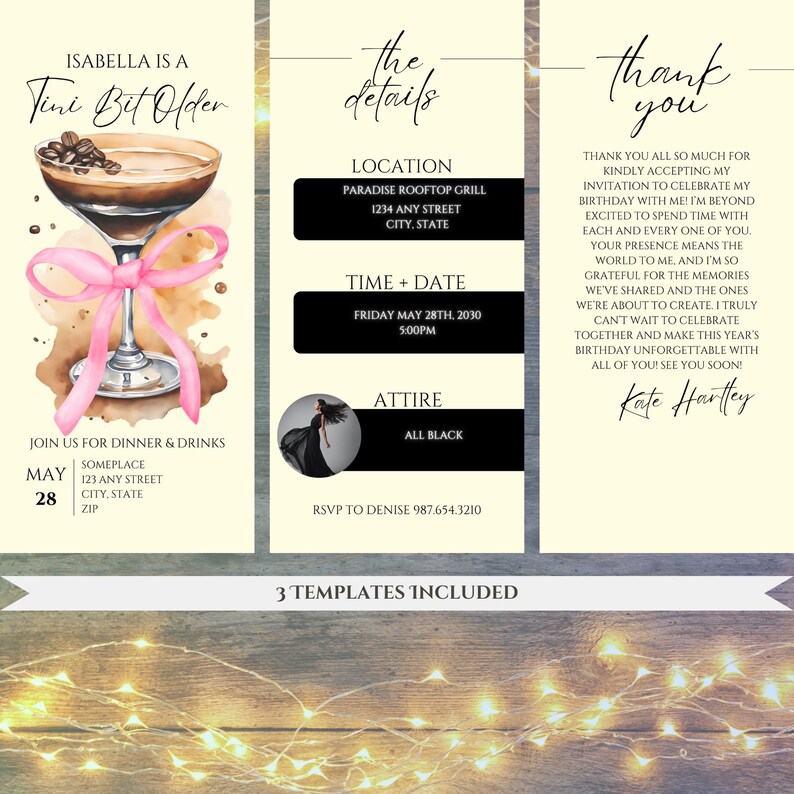 Plantilla de invitación de cumpleaños de Espresso Martini, Tini Bit ...