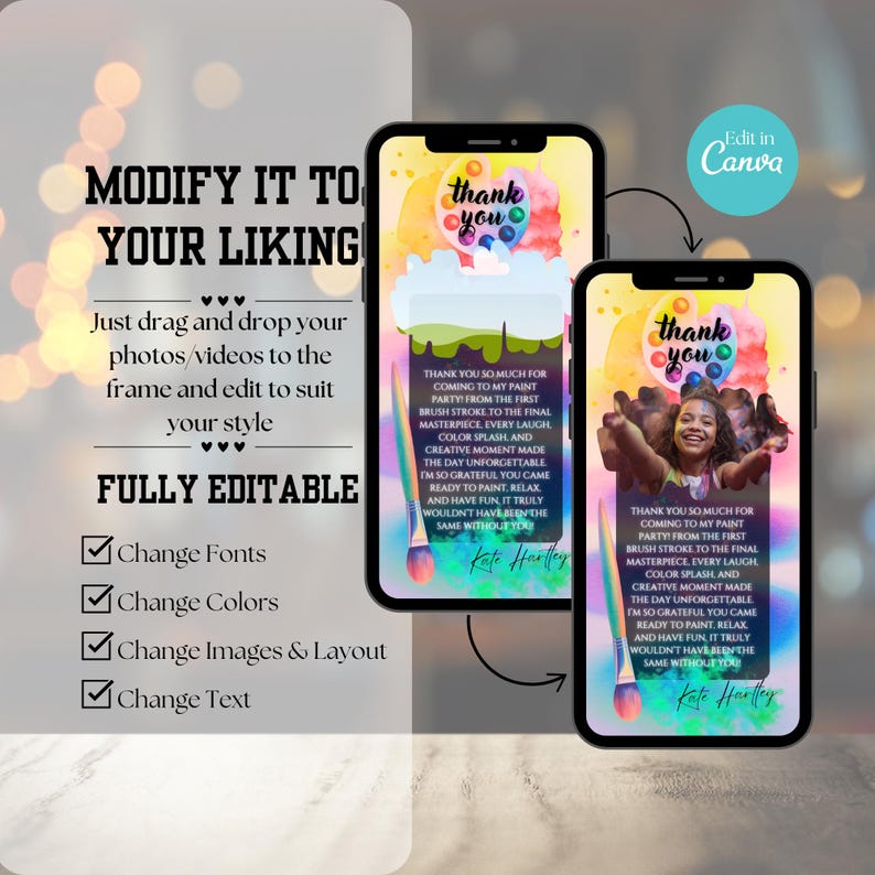 Paint Party Animated Birthday Invitation, Editable Canva Video ...