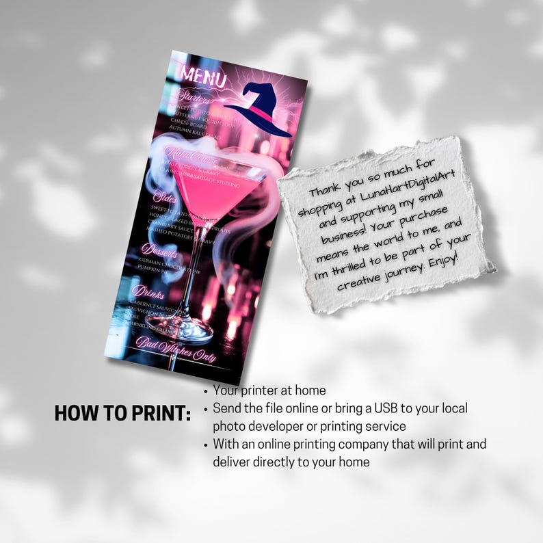 Editable Bad Witches Only Menu Template, Neon Witches Cocktail & Dinner ...