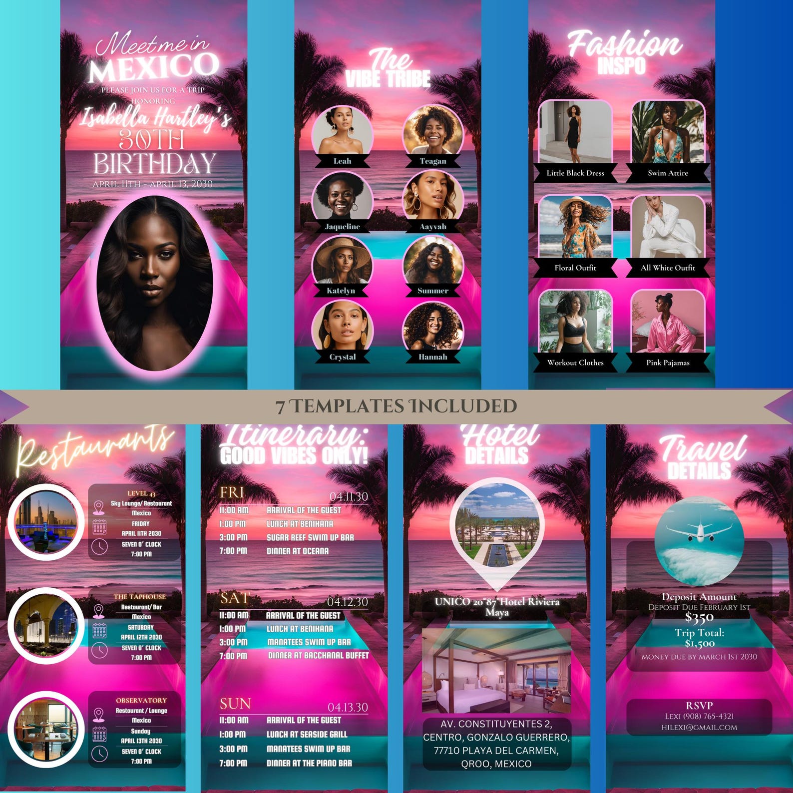 GIRLS Trip Invite Travel Itinerary Planner, Weekend Schedule, Editable ...