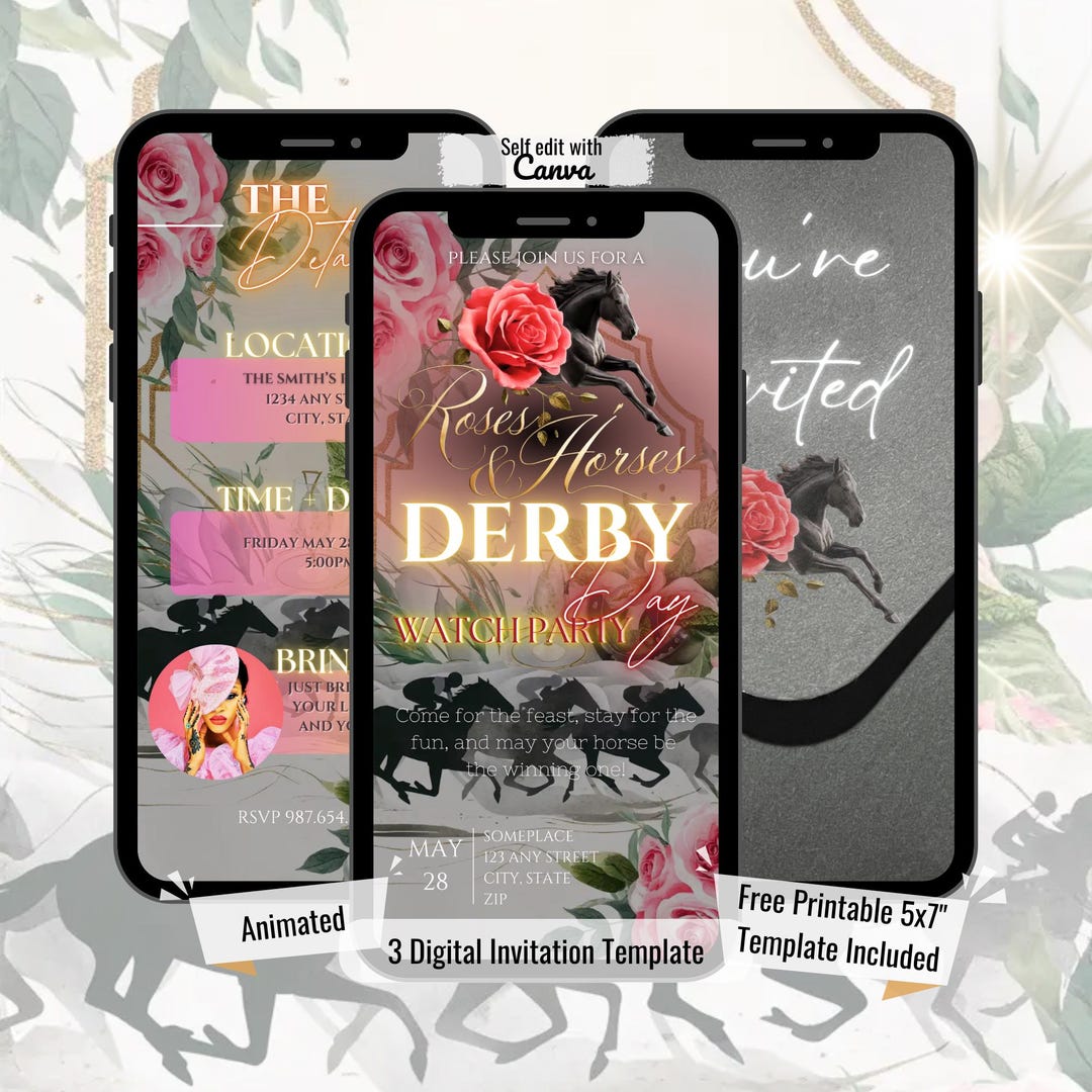 Animated Derby Day Party Invitation: Roses & Horses Evite (digital ...