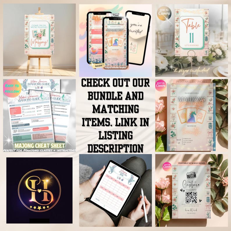 Mahjong Welcome Sign Template Editable Canva Poster, 18x24 Mahjong ...
