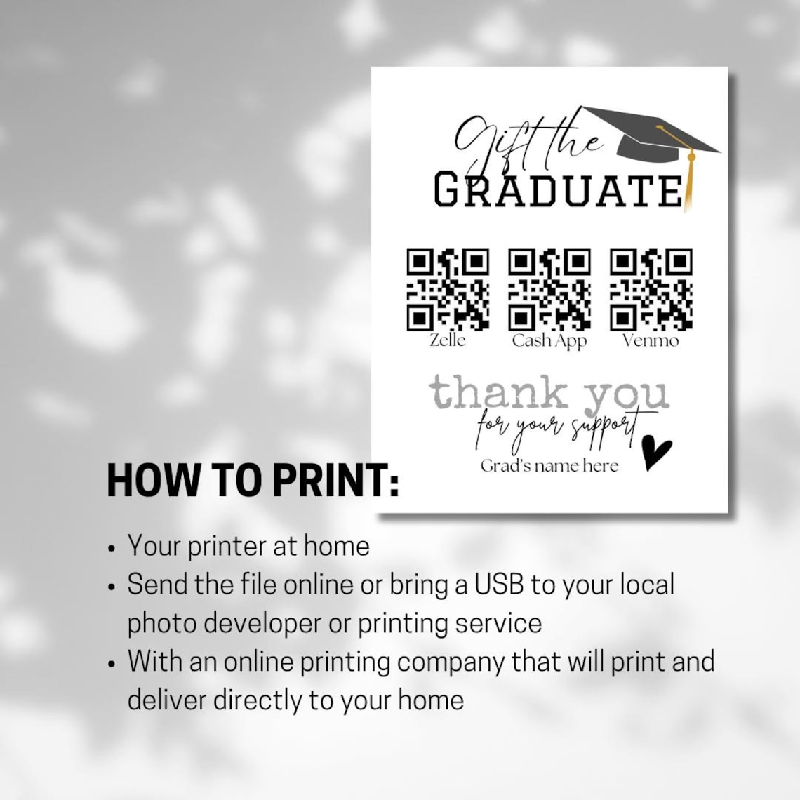 Personalized Graduation QR Code Sign: Scan to Pay Template (digital ...