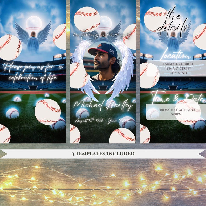 Baseball Memorial Invitation: Celebration of Life Evite (digital ...