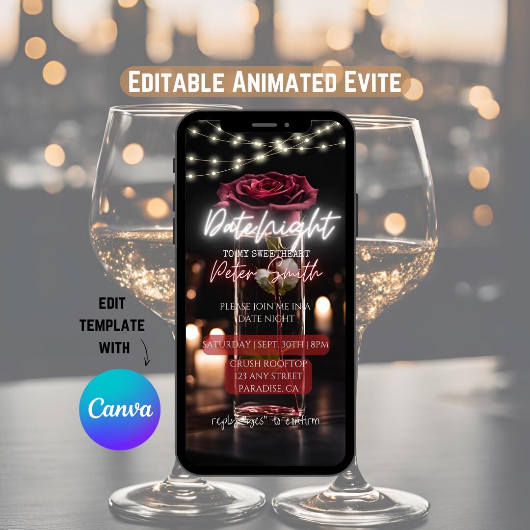 Date Night Invitation, Couples Date, Dinner Date Invite, Romantic ...