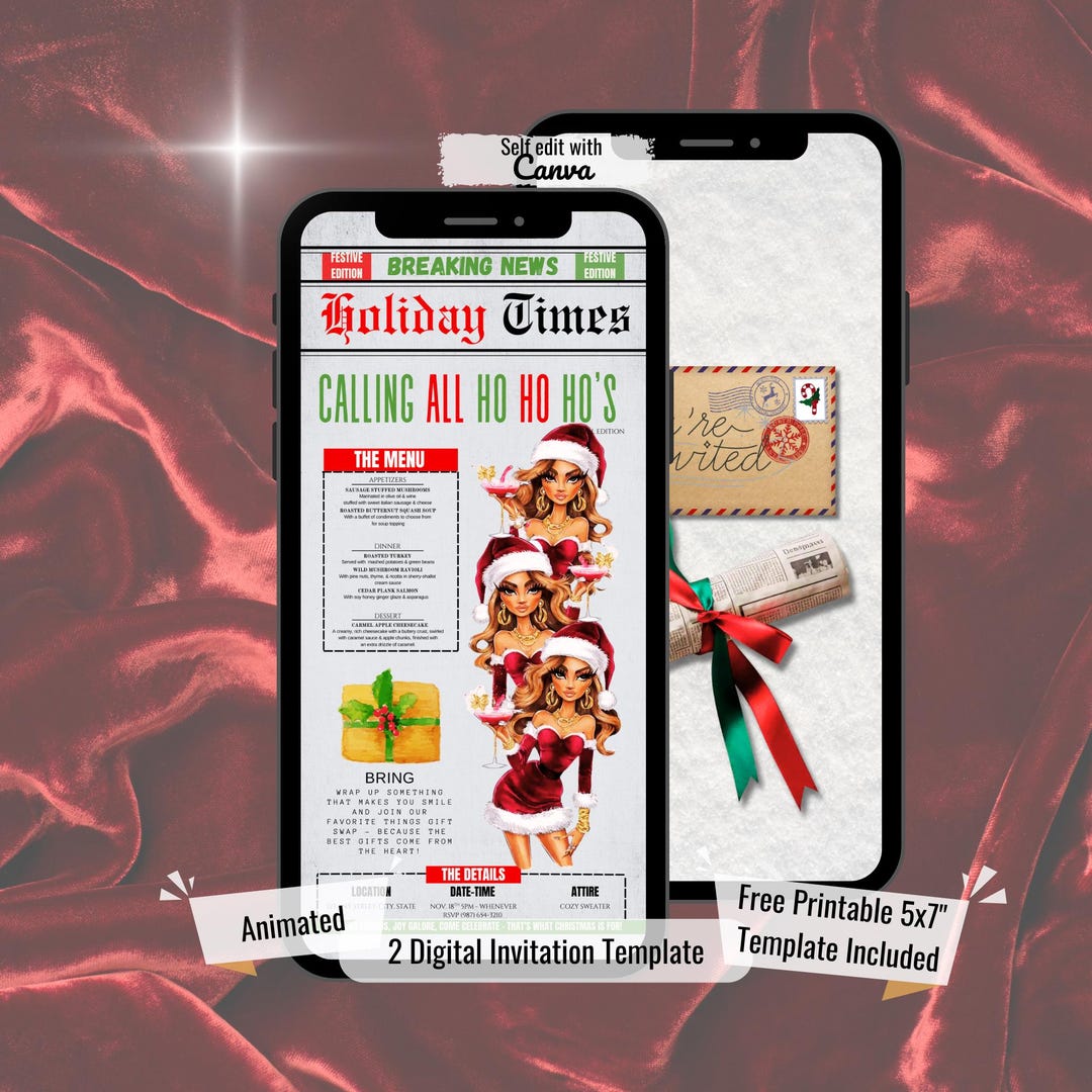 Animated Christmas Ho Ho Ho Party Invitation Template, Holiday Times ...