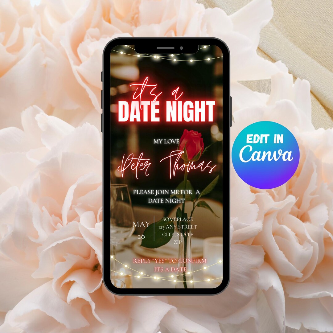 Date Night Invitation Template, Couples Date, Dinner Date Invite ...
