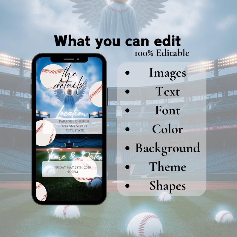 Baseball Memorial Invitation: Celebration of Life Evite (digital ...