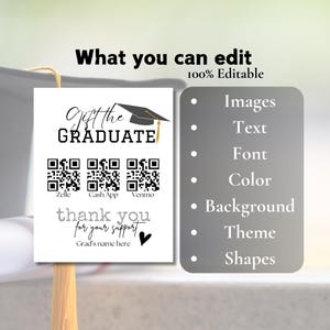 Personalized Graduation QR Code Sign: Scan to Pay Template (digital ...
