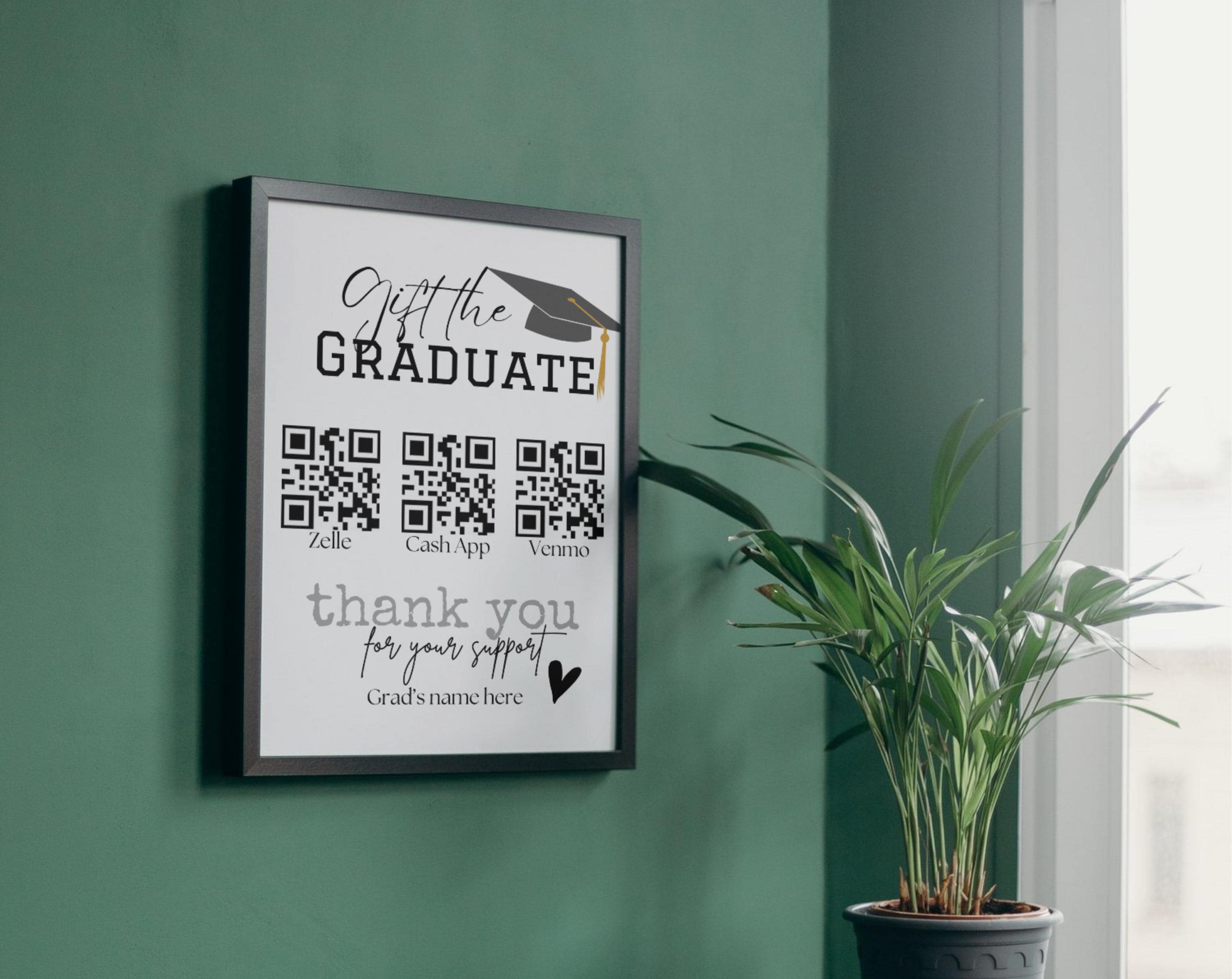 Personalized Graduation QR Code Sign: Scan to Pay Template (digital ...