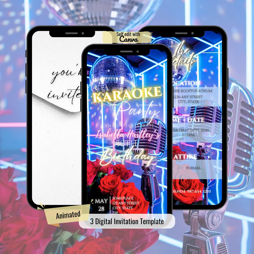 Karaoke Party Invitation Template, Karaoke Night Invite, Girls Night ...