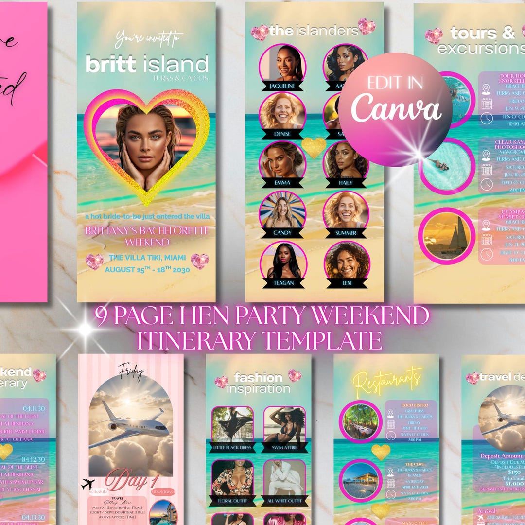 Villa Party Bachelorette Bundle Animated, Island Reality Show Bride ...