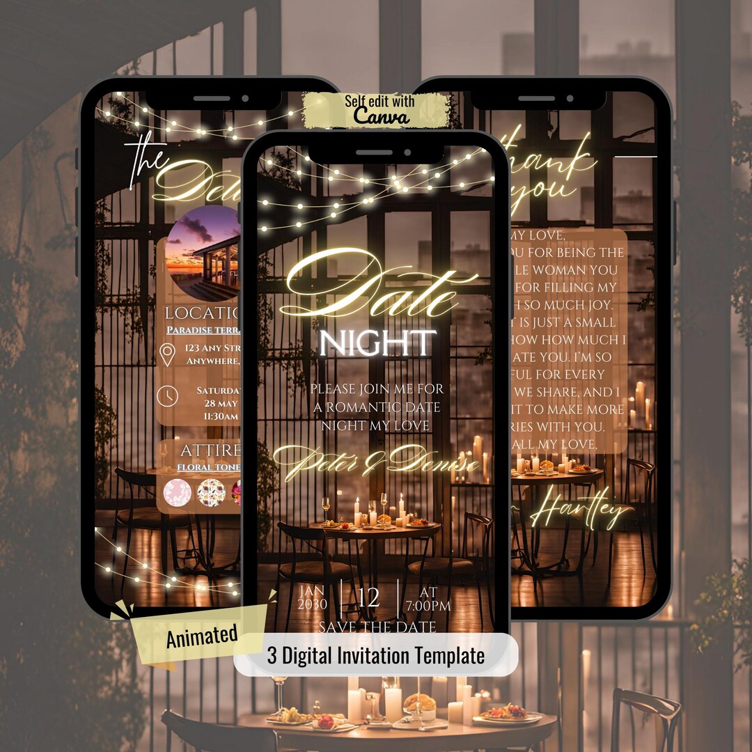 Romantic Date Night Invitation: Editable Dinner Date Template (digital ...