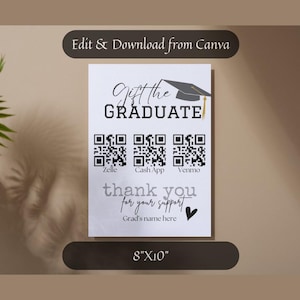 Personalized Graduation QR Code Sign: Scan to Pay Template (digital ...