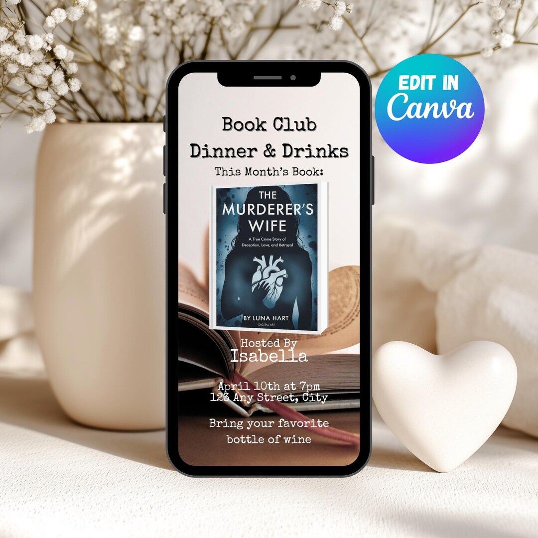 Book Club Invitation Template, Editable Canva Book Club Template, Book ...