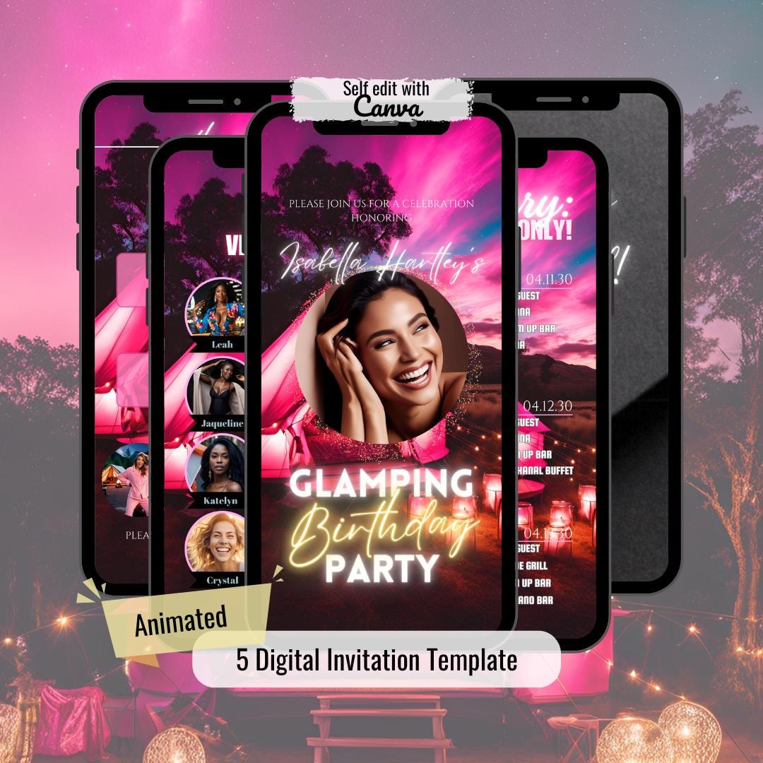 Glamping Invite Template, Digital Video Camping Invitation, Slumber ...