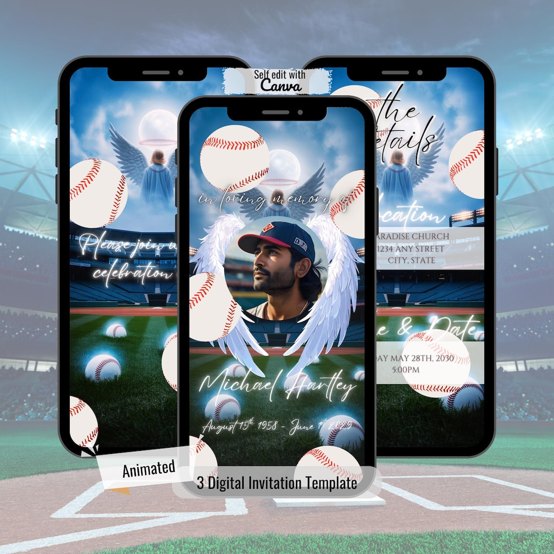 Baseball Memorial Invitation: Celebration of Life Evite (digital ...