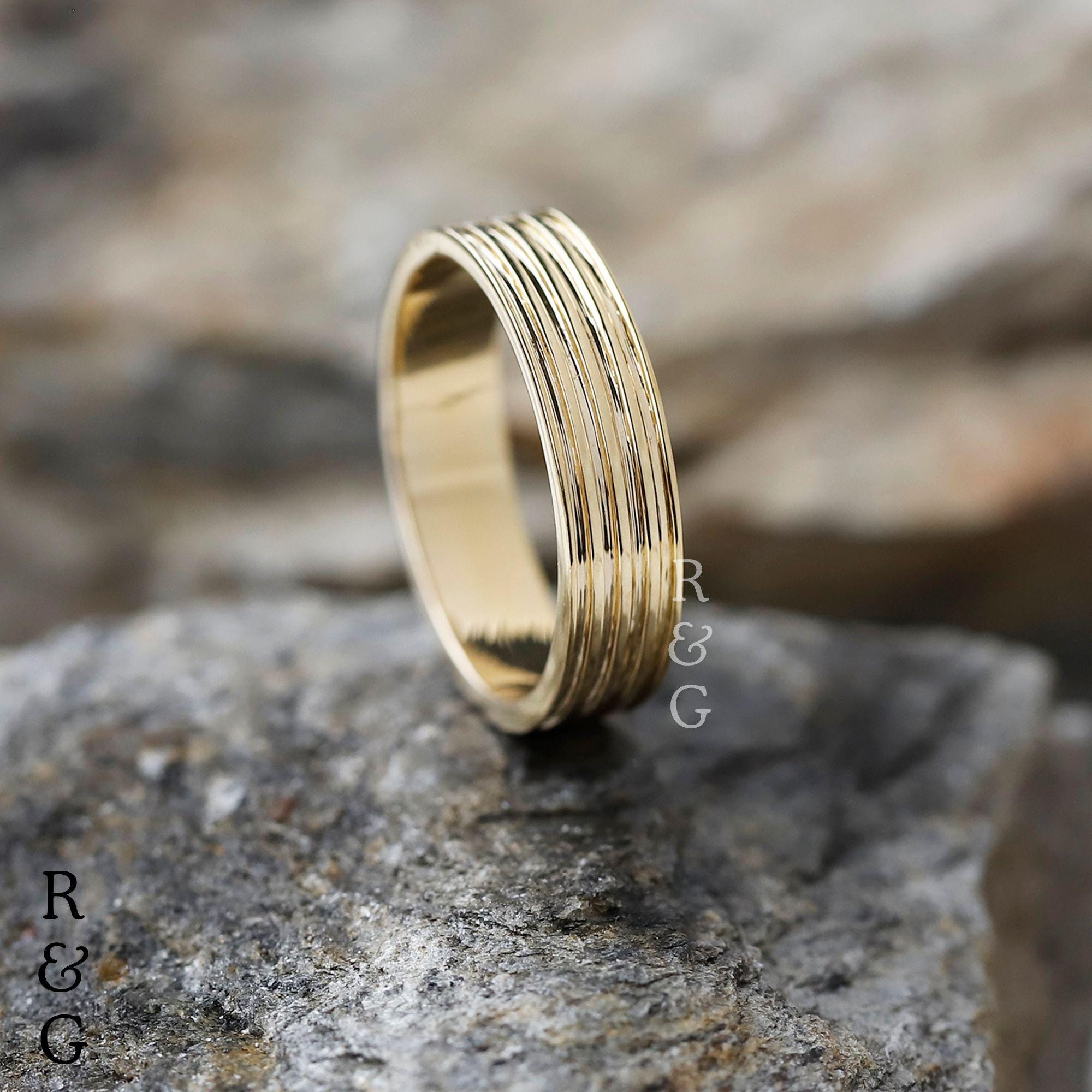 6mm 14K Solid Gold Mens Wedding Band - Custom Anniversary Ring - Etsy
