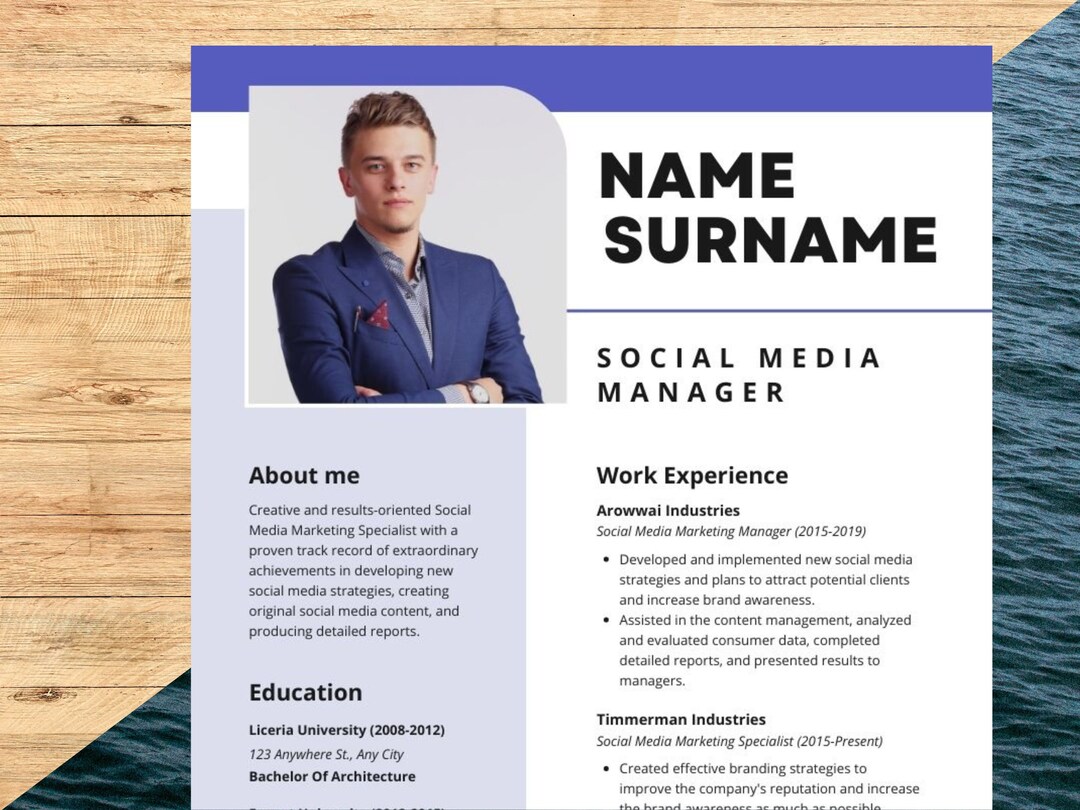 Cv Template CV Template Professionele Cv-sjabloon Canva / - Etsy
