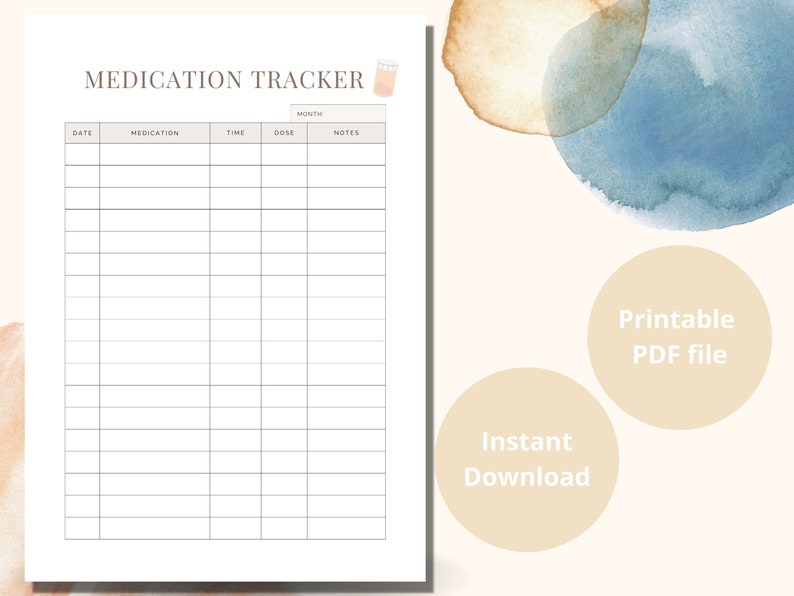 Editable Medication Log Printable Supplement Tracking Supplement ...