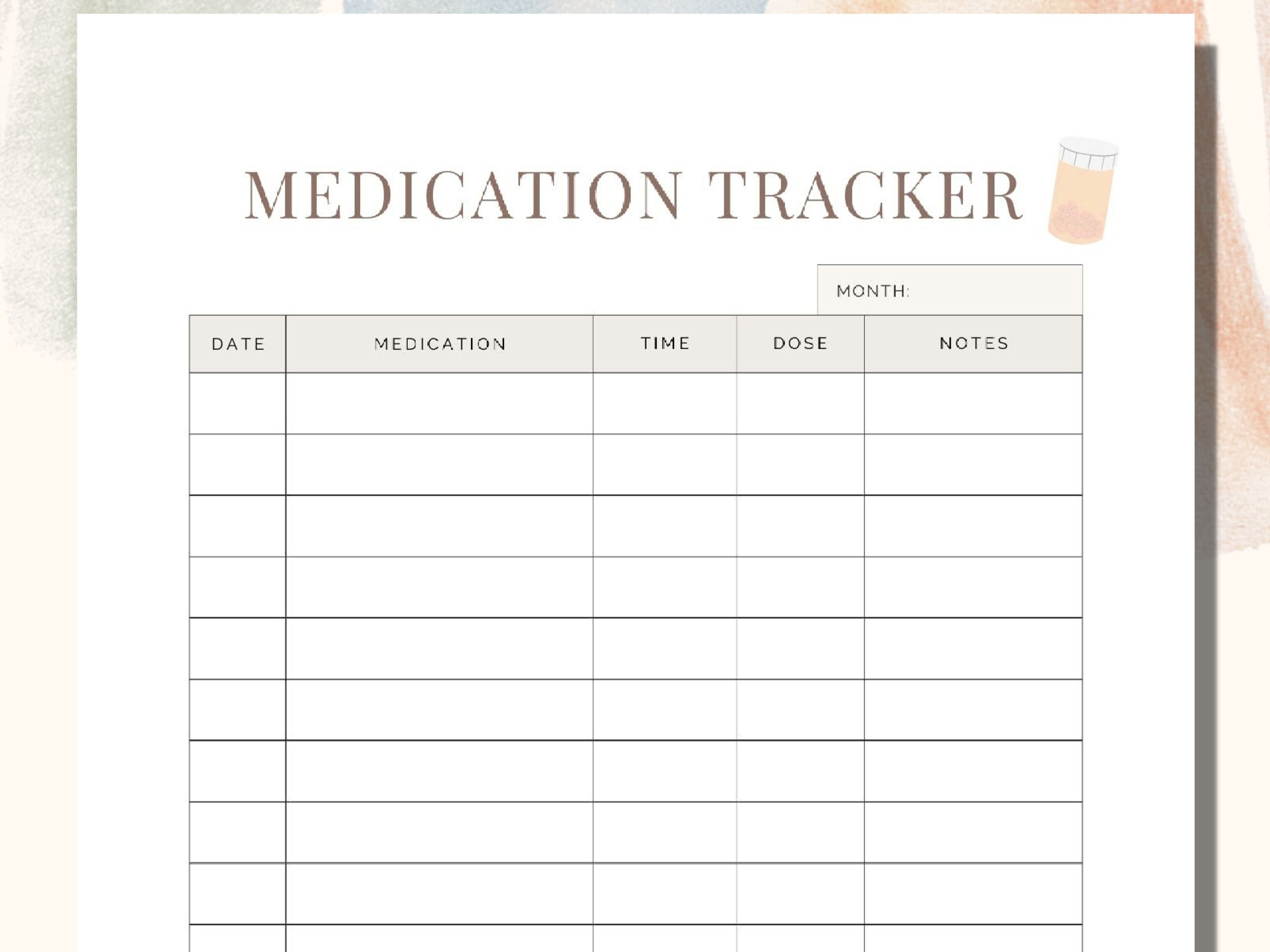 Editable Medication Log Printable Supplement Tracking Supplement ...