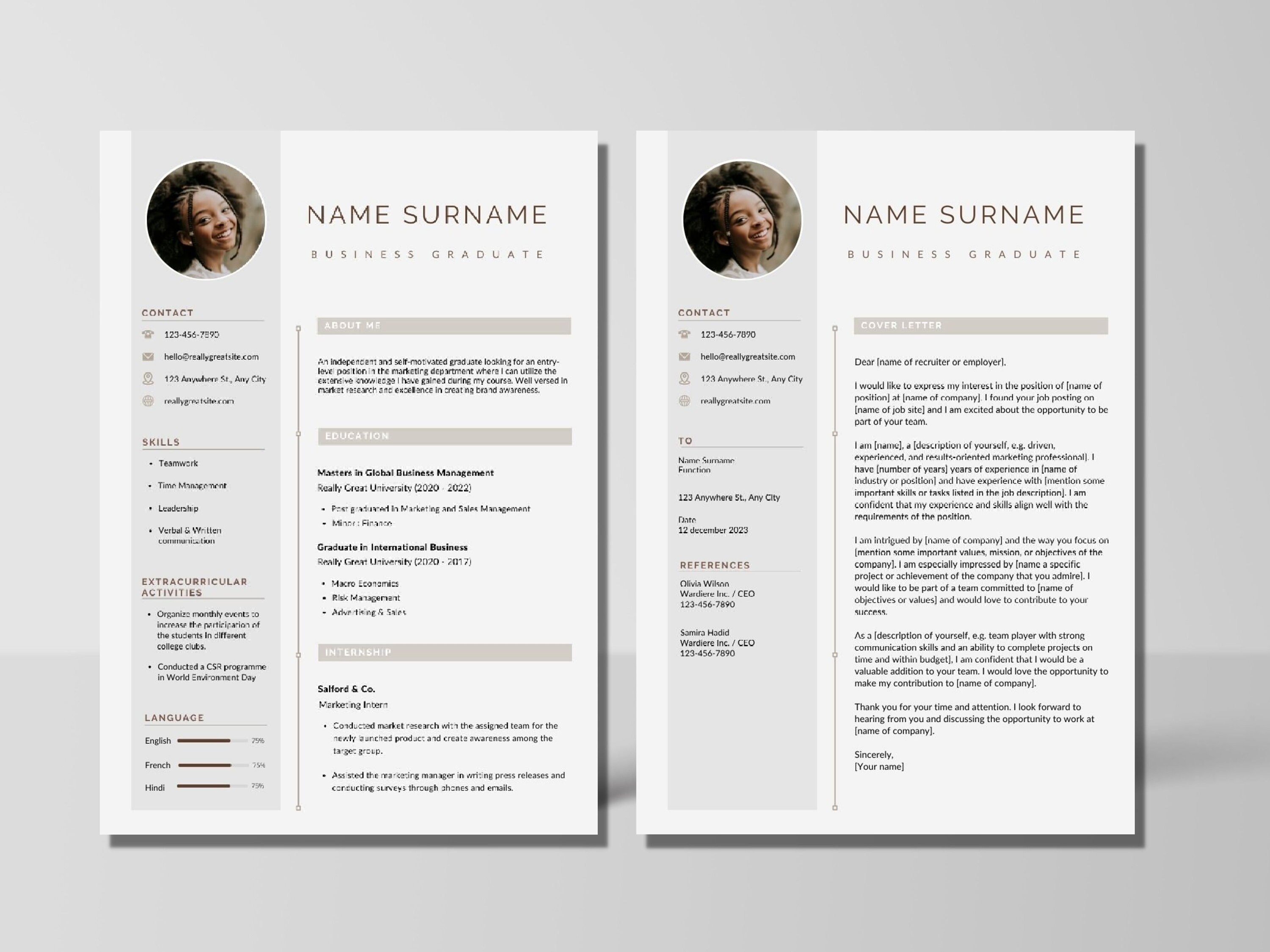 Cv Template CV Template Professionele Cv-sjabloon Canva / - Etsy Ireland