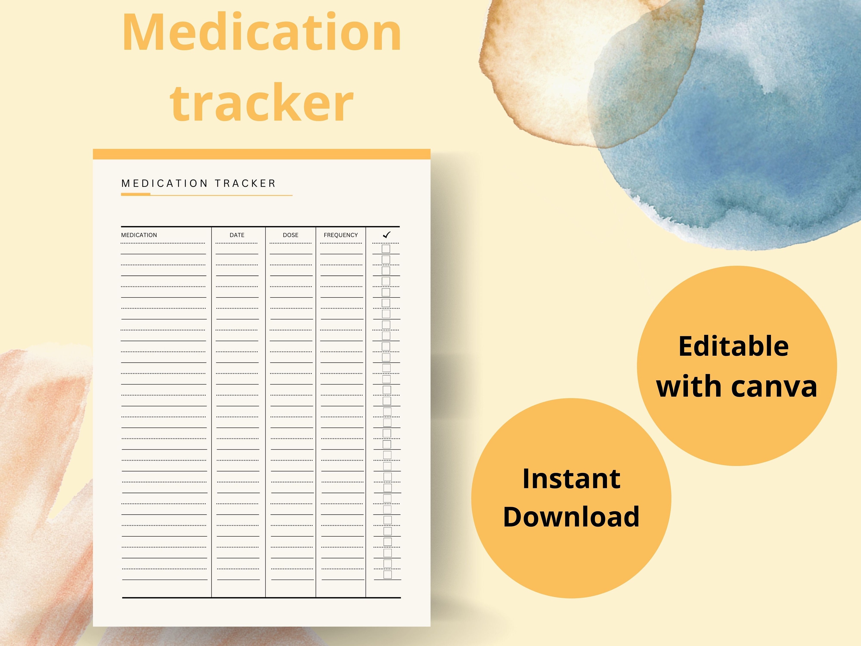 Editable Medication Log | Printable Supplement Tracking Template ...