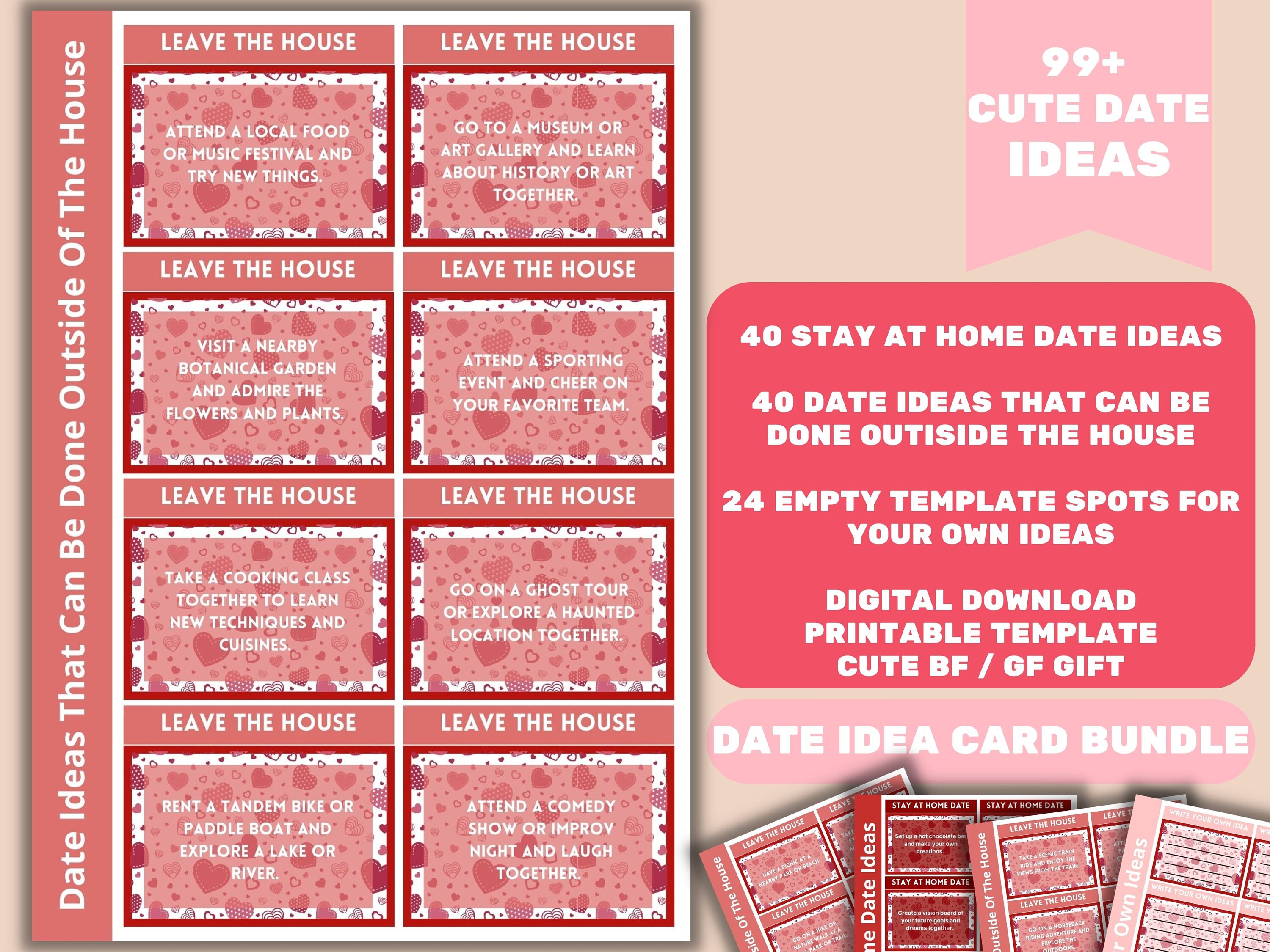 99 Date Night Idea Cards. Printable Date Night Cards, Date Night Cards ...