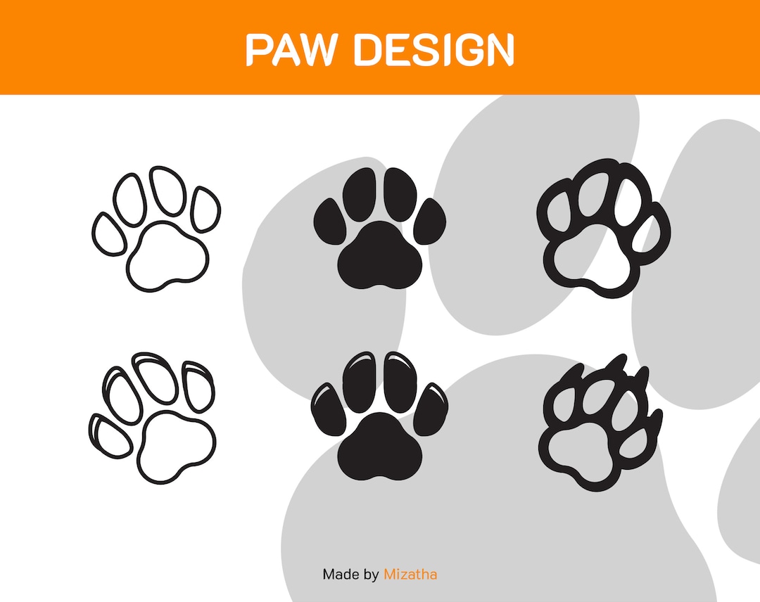 Cute Paw Print Vector SVG PNG Bundle | Dog Cat Animal Paw | Commercial ...