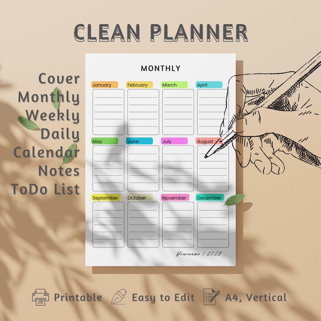 Minimalist Digital Clean Planner | Printable & Editable Canva Planner ...