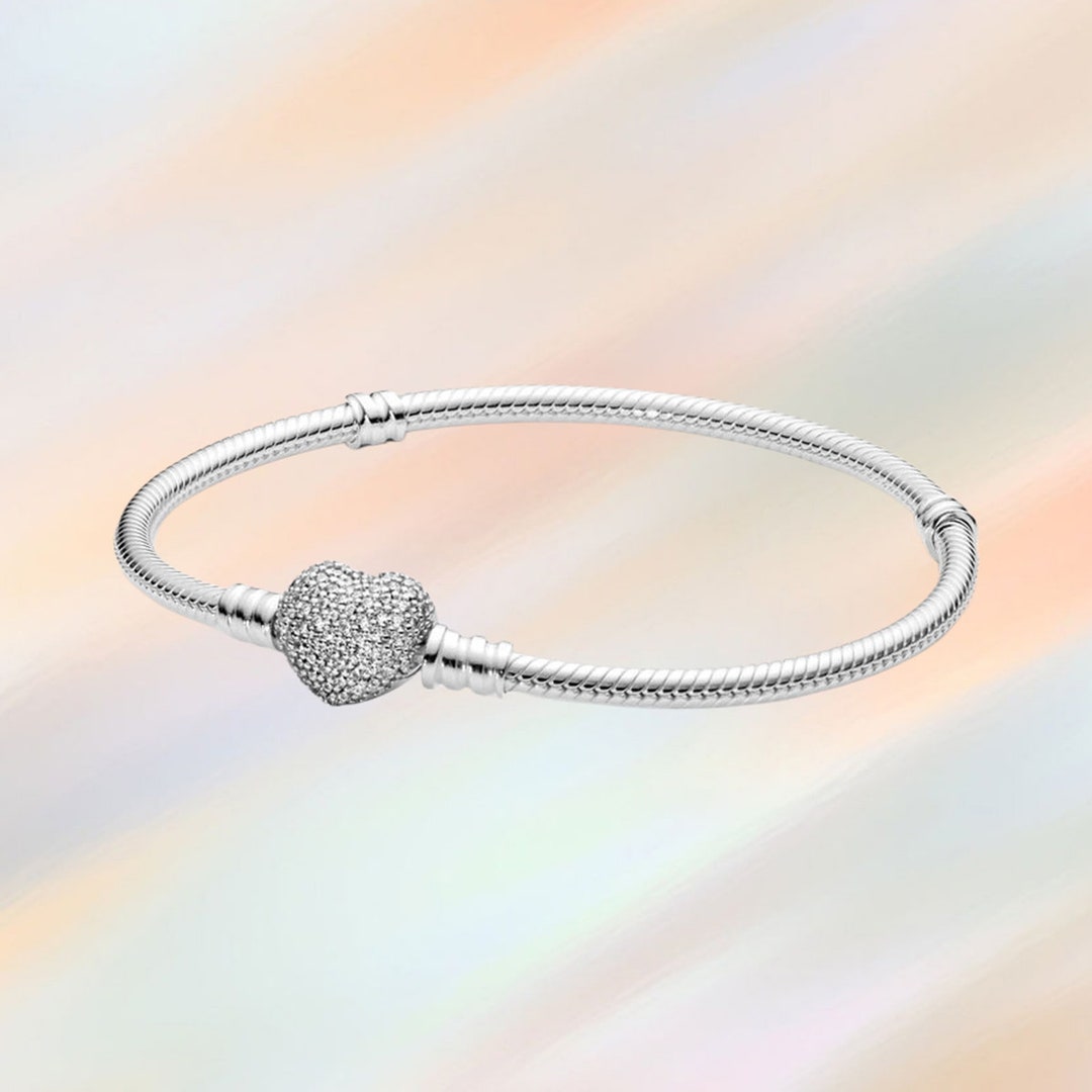 Pandora Sparkling Heart Snake Bracelet Silver Bracelet for Couples ...